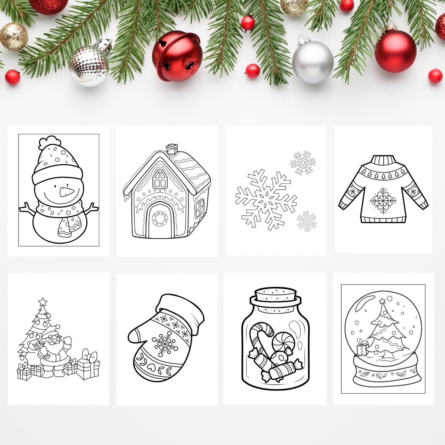 32 Printable Christmas Coloring Pages for Kids Easy Christmas - Etsy