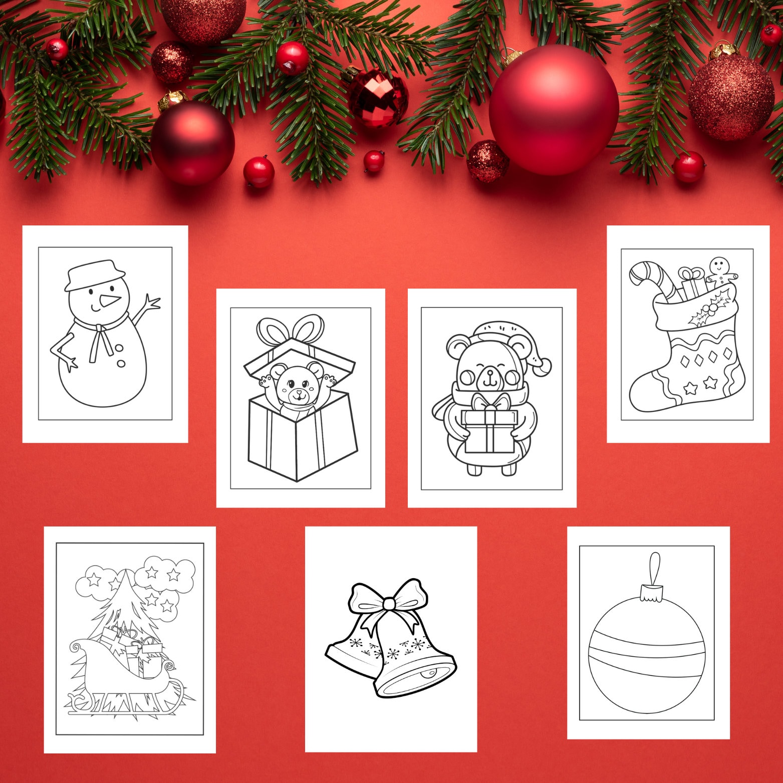 32 Printable Christmas Coloring Pages for Kids Easy Christmas - Etsy