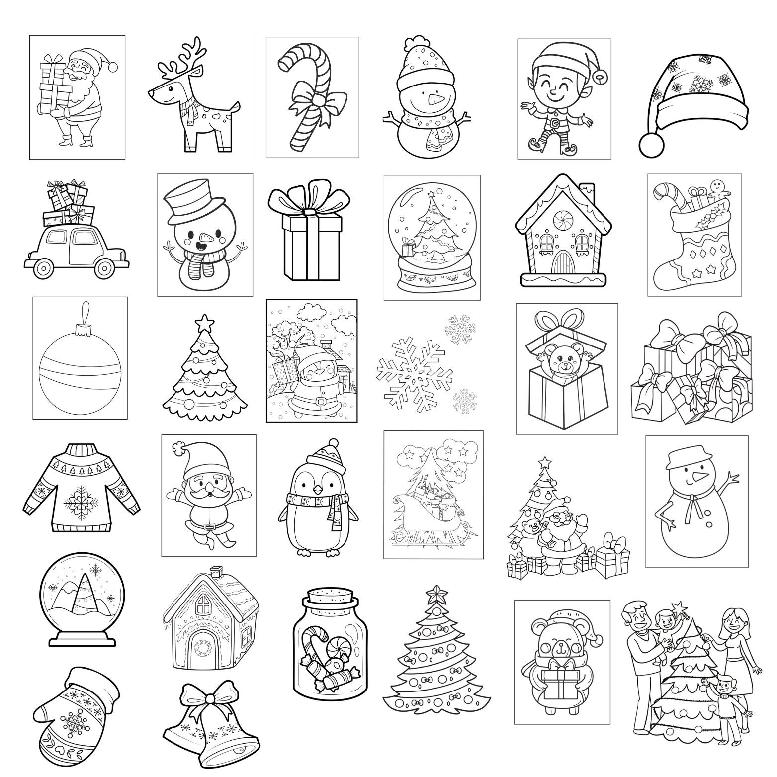 32 Printable Christmas Coloring Pages for Kids Easy Christmas - Etsy