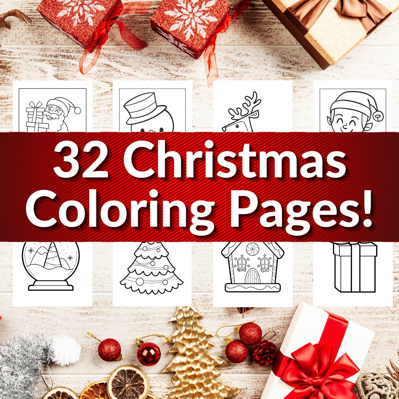 32 Printable Christmas Coloring Pages for Kids Easy Christmas - Etsy