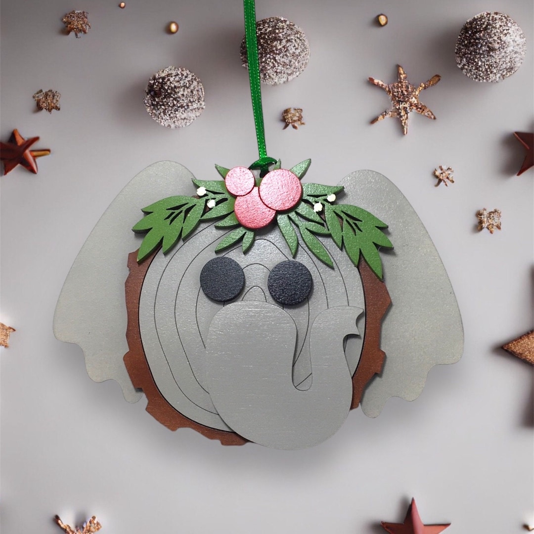 Faux Wood Slice Elephant Ornament, Family Keepsake, Fun Gifts for ...