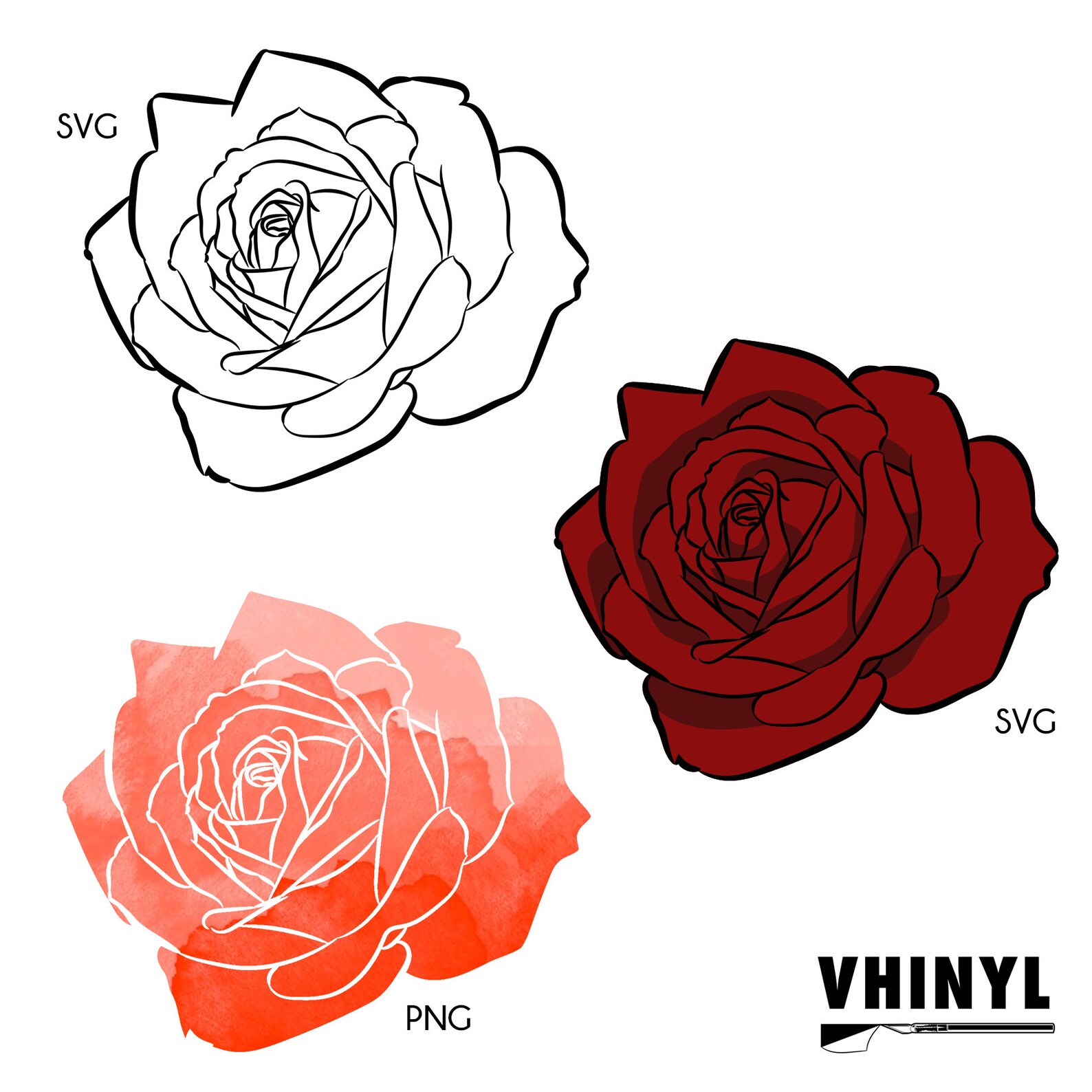 Rose Flower Vector SVG - Etsy