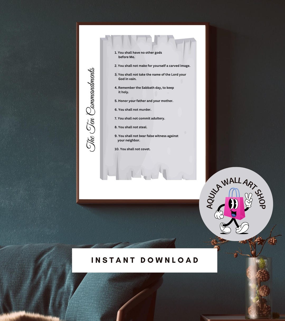 Ten Commandments Printable Spirituality Wall Art Spirituality Printable ...