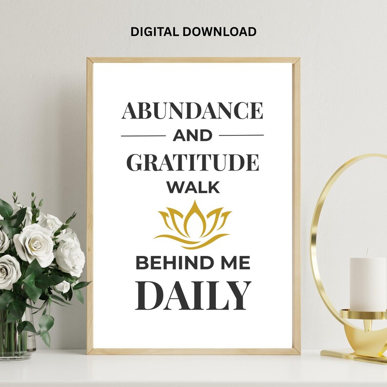 Abundance and Gratitude Printable Wall Art | Positive Affirmations ...