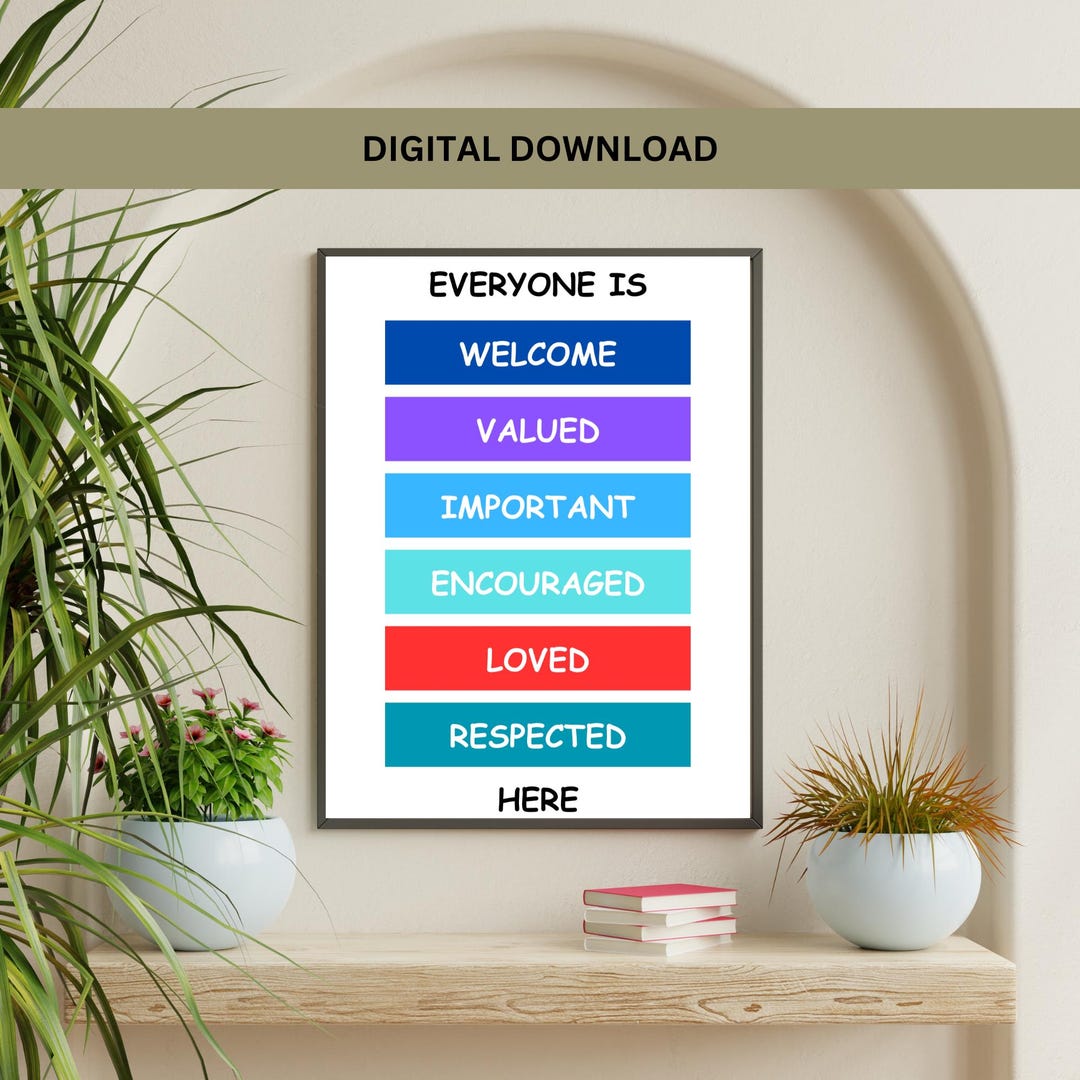 Everyone is Welcome Here Print Mental Health Poster Boho Classroom ...