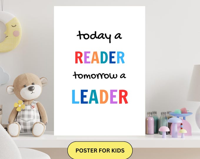 Today a Reader Tomorrow a Leader- Kids Wall Art - Etsy Sweden