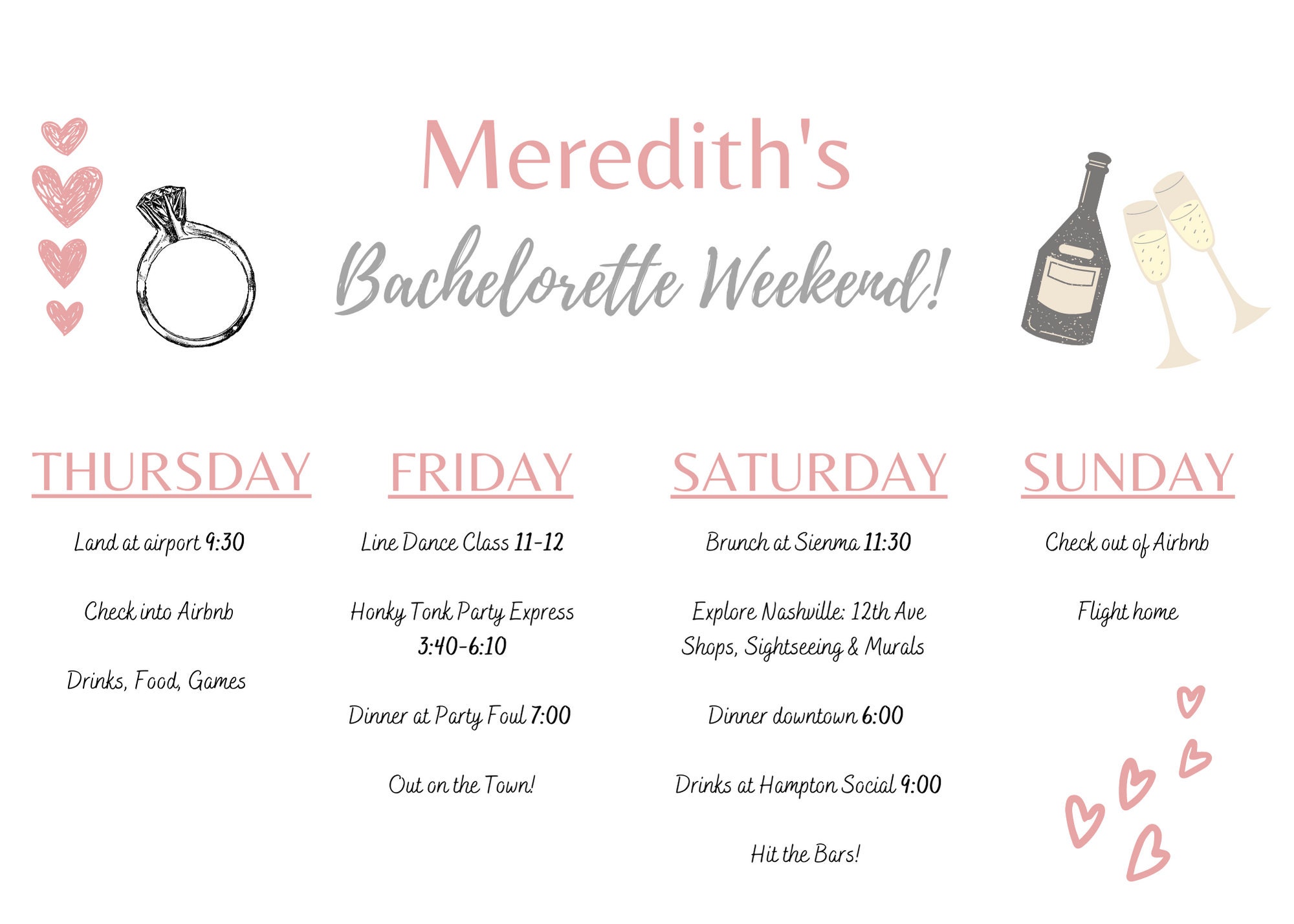 Bachelorette Schedule Template Printable Word Searches
