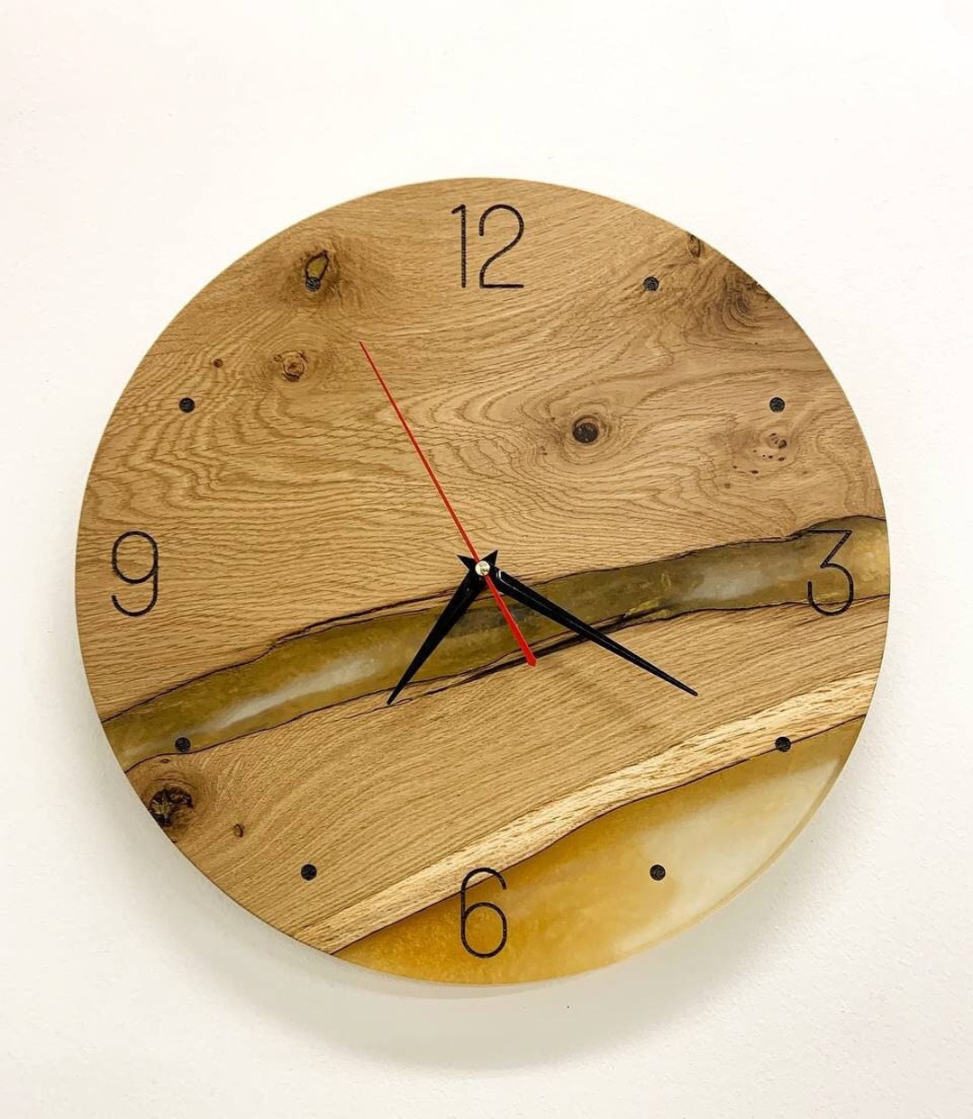 Epoxy and Wood Wall Clock, Hand Made Clock Gift - Etsy