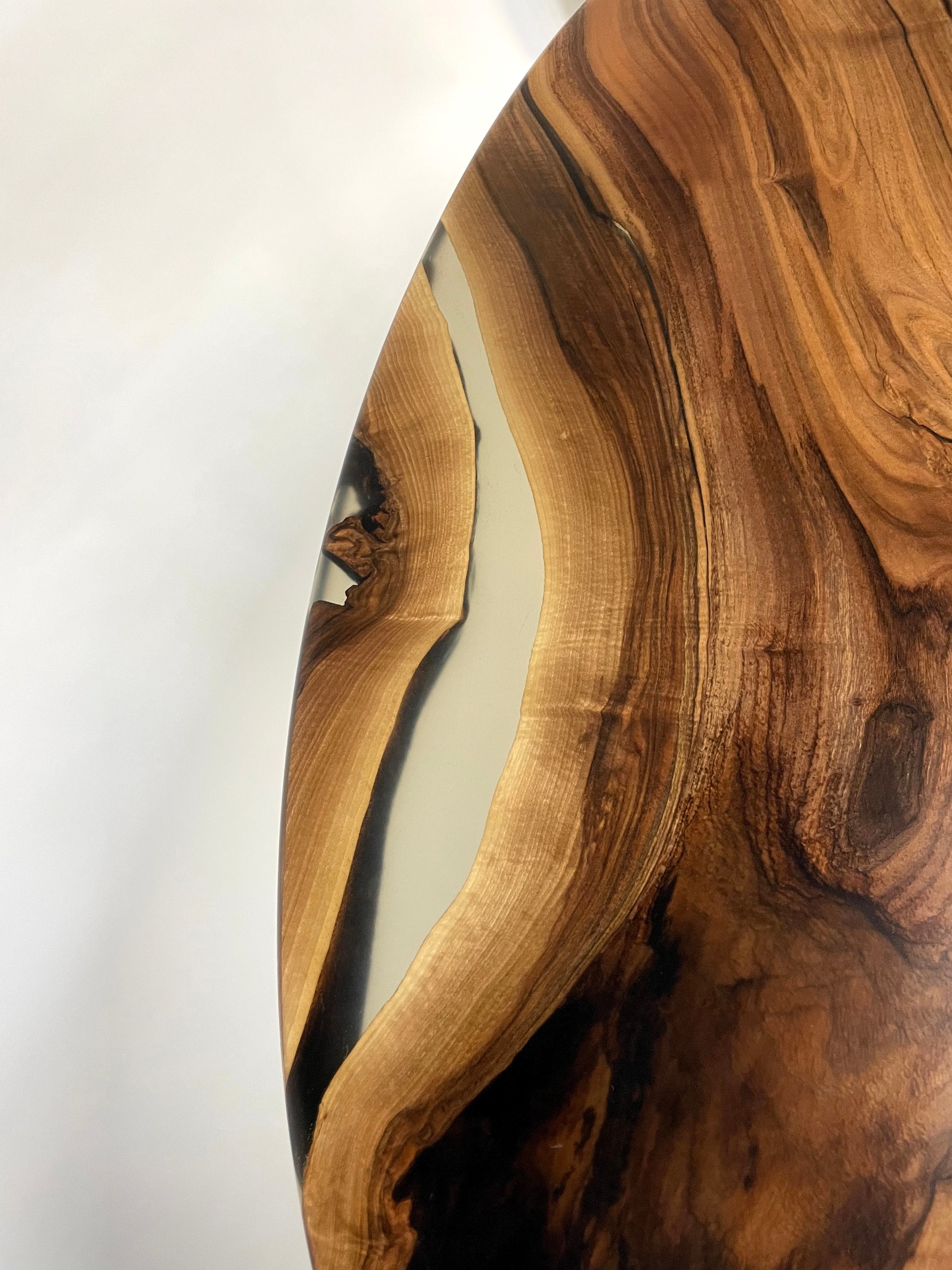 Handmade Walnut Wood Epoxy Resin Dining Oval Table. Ready for Sale FREE ...
