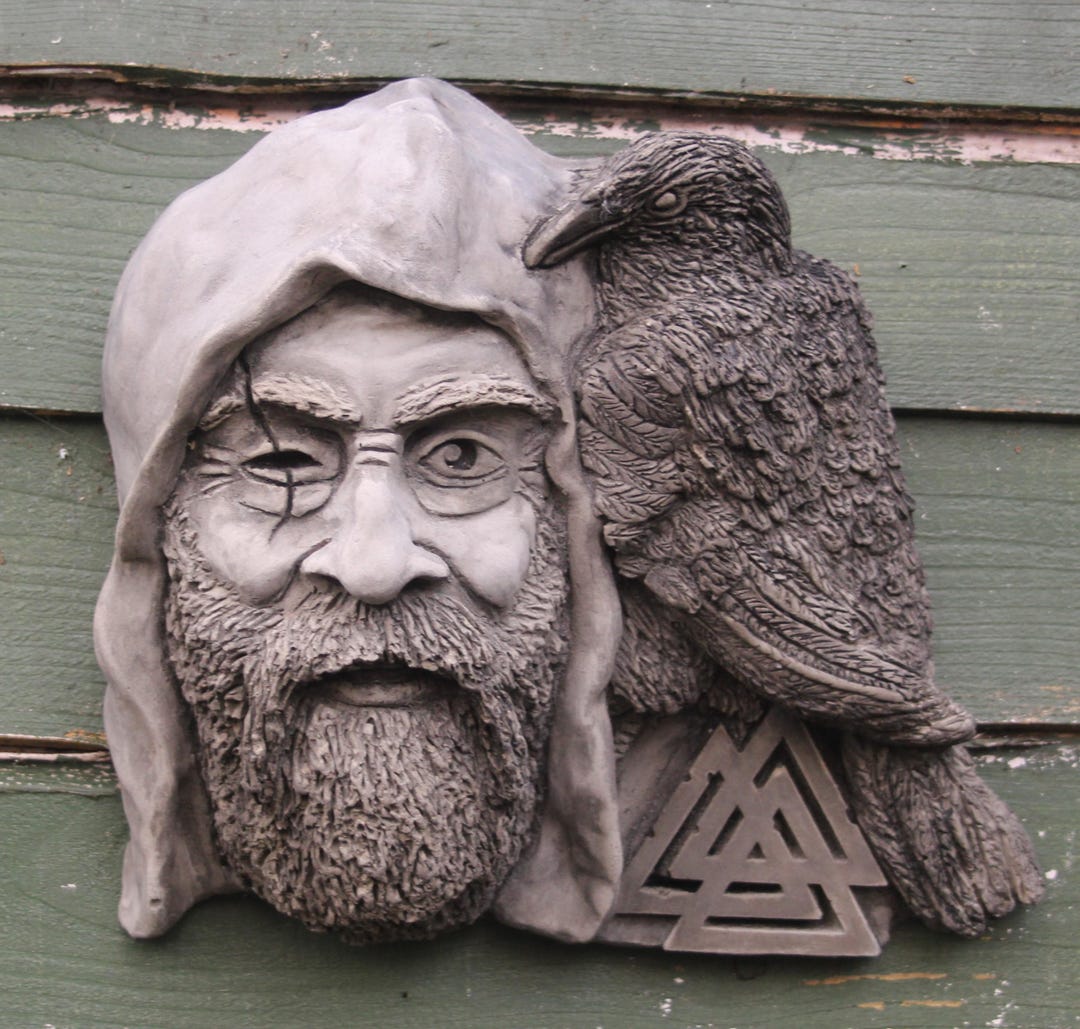 Odin Raven Viking Norse God Cement Wall Hanging. Ornament Decoration ...