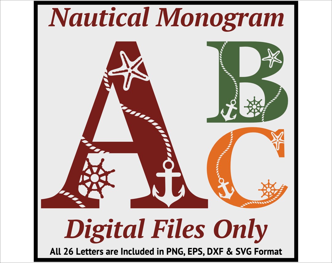Nautical Monograms - Instant Downloadable Digital SVG for Cricut ...
