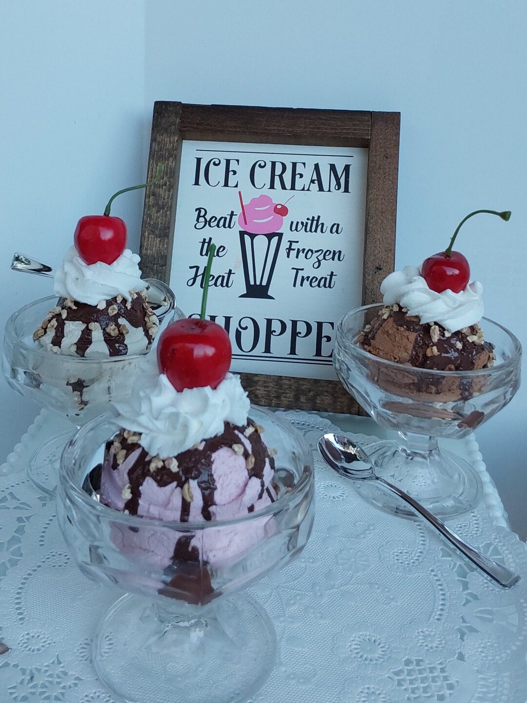 Fake Ice Cream Sundae Fake Hot Fudge Sundeaice Cream Decor Etsy