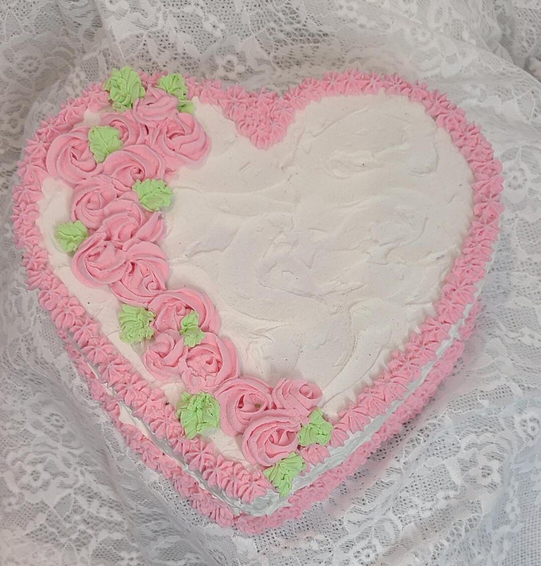 Fake Heart Shaped Victorian Rose Cake | Lace Cake | Tea Party Prop ...
