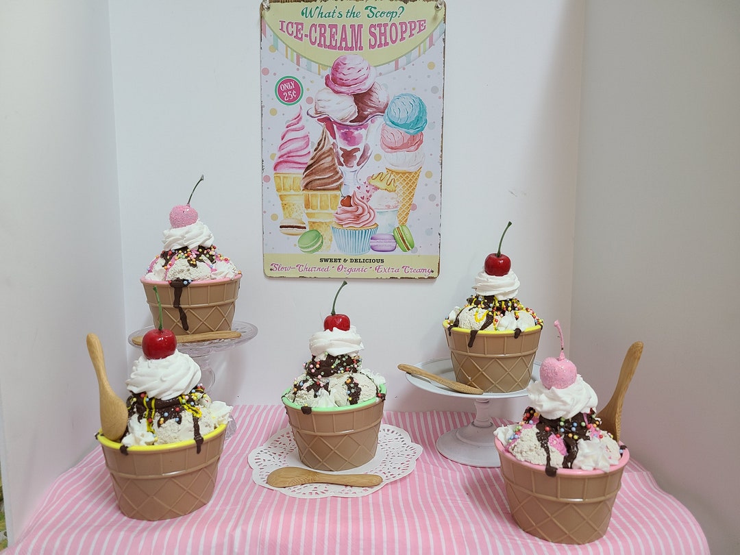 Fake Ice Cream Sundae Fake Hot Fudge Sundea Ice Cream Decor Sweet