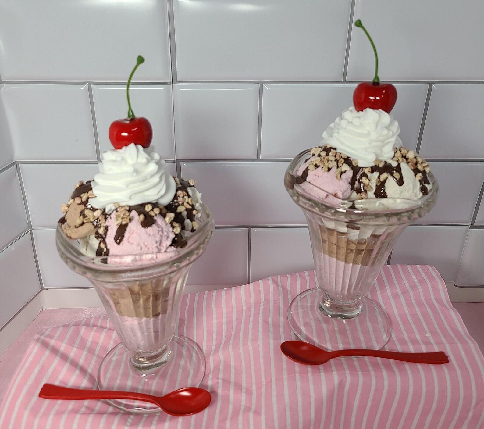 Fake Hot Fudge Sundae Neapolitan Sundae Ice Cream Bar Décor Summer ...