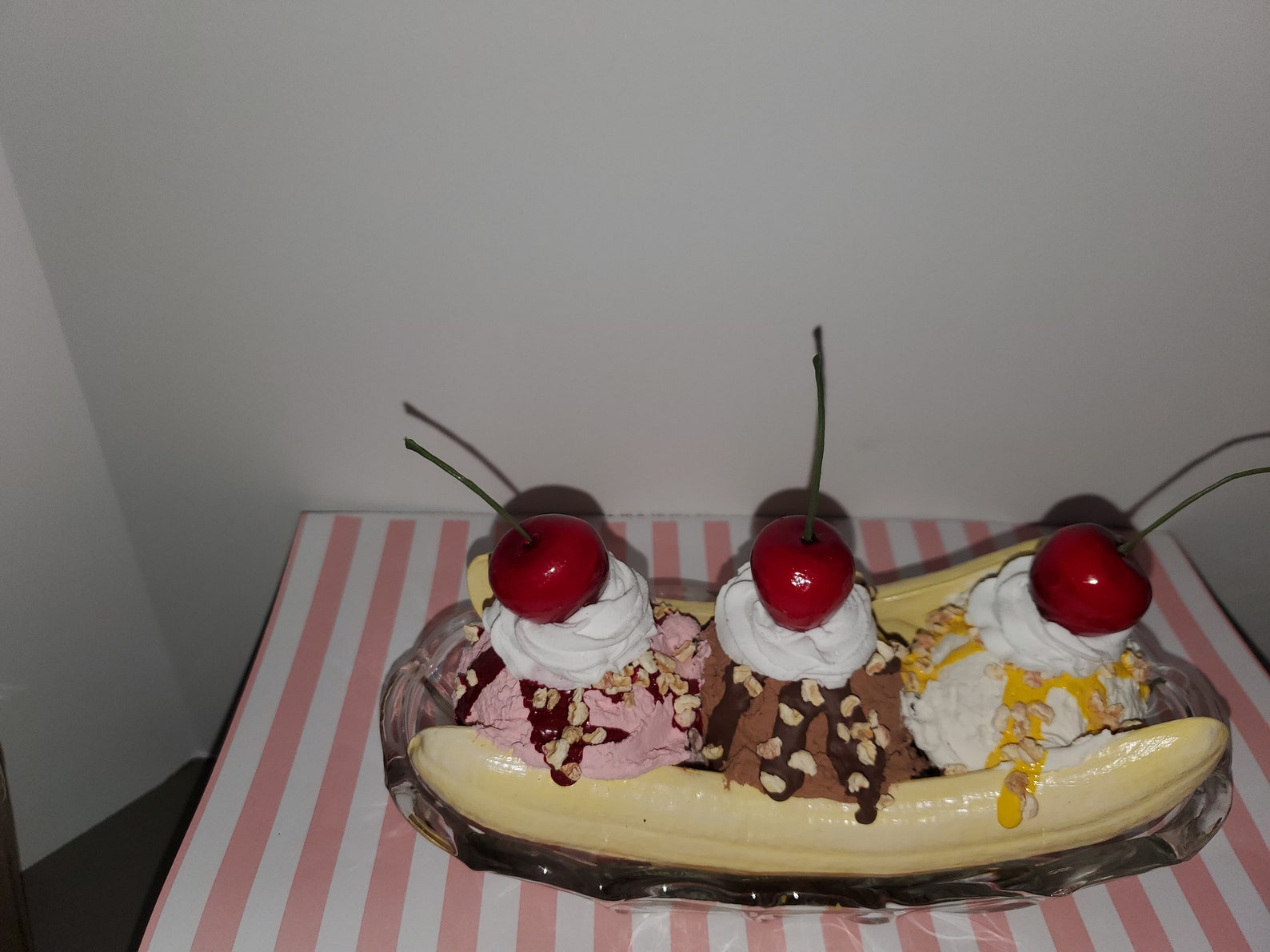 Fake Banana Split Faux Ice Cream Tiered Tray Decor Vintage Etsy