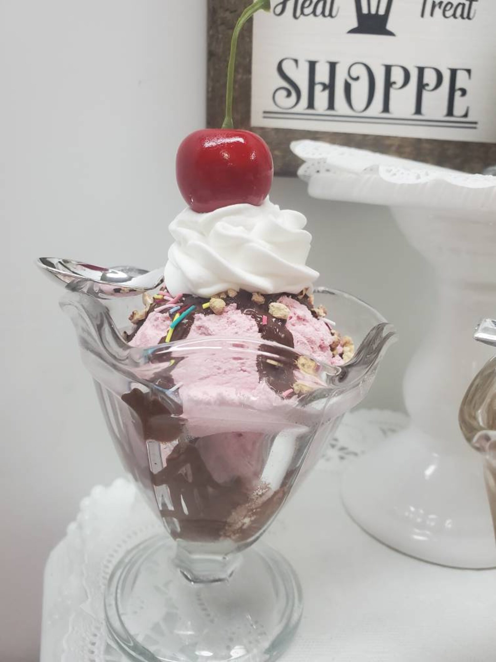 Fake Ice Cream Sundae Fake Hot Fudge Sundeaice Cream Decor - Etsy