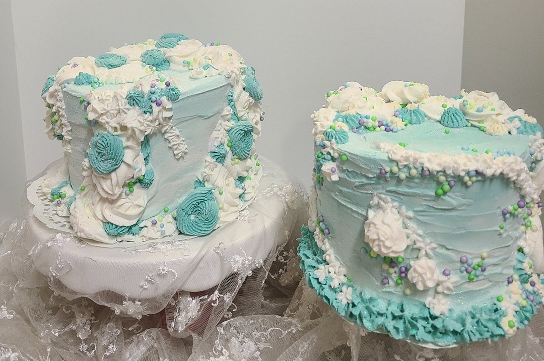 Fake Cake Aqua Chiffon Fake Cake Shabby Chic Fake Beach Cake, Fake ...