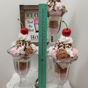 Fake Hot Fudge Sundae Neapolitan Sundae Ice Cream Bar Décor Summer ...