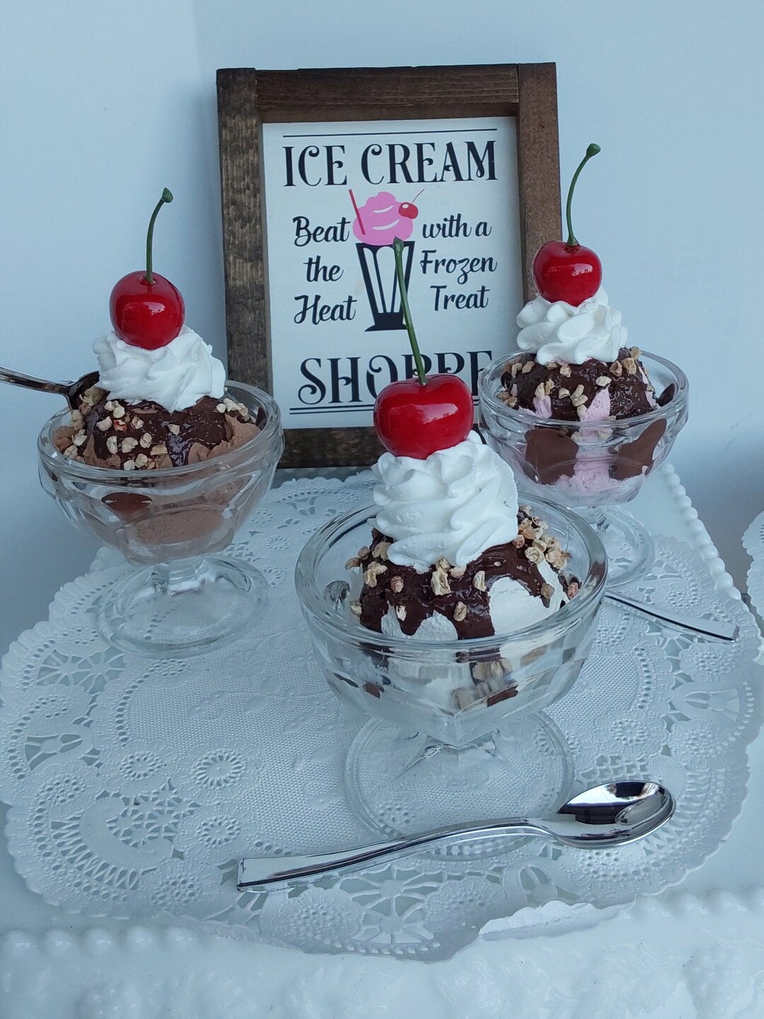 Fake Ice Cream Sundae Fake Hot Fudge Sundeaice Cream Decor Etsy