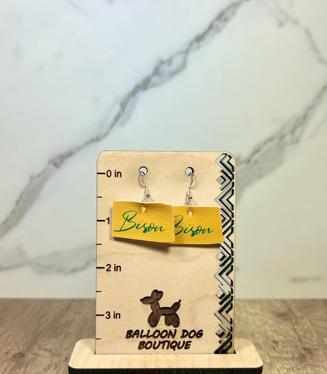 Yellow North Dakota State With Bison Script Faux Leather Dangle ...