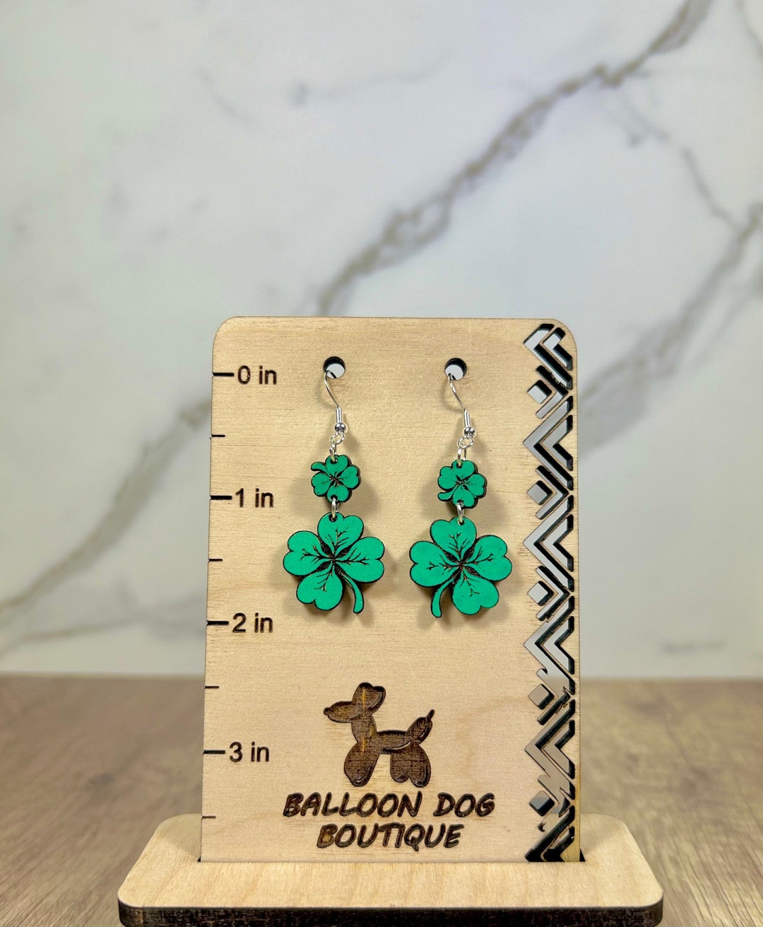 Stacked Shamrocks Hand Painted Wood Dangle Earrings - Etsy