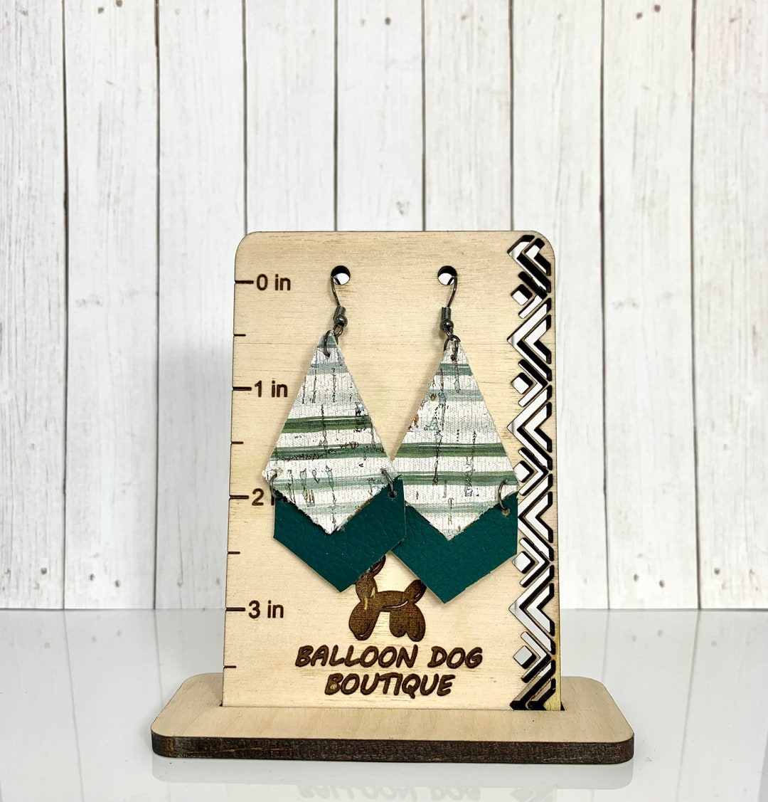 Green Striped Cork Triangle and Faux Leather Arrow Dangle - Etsy
