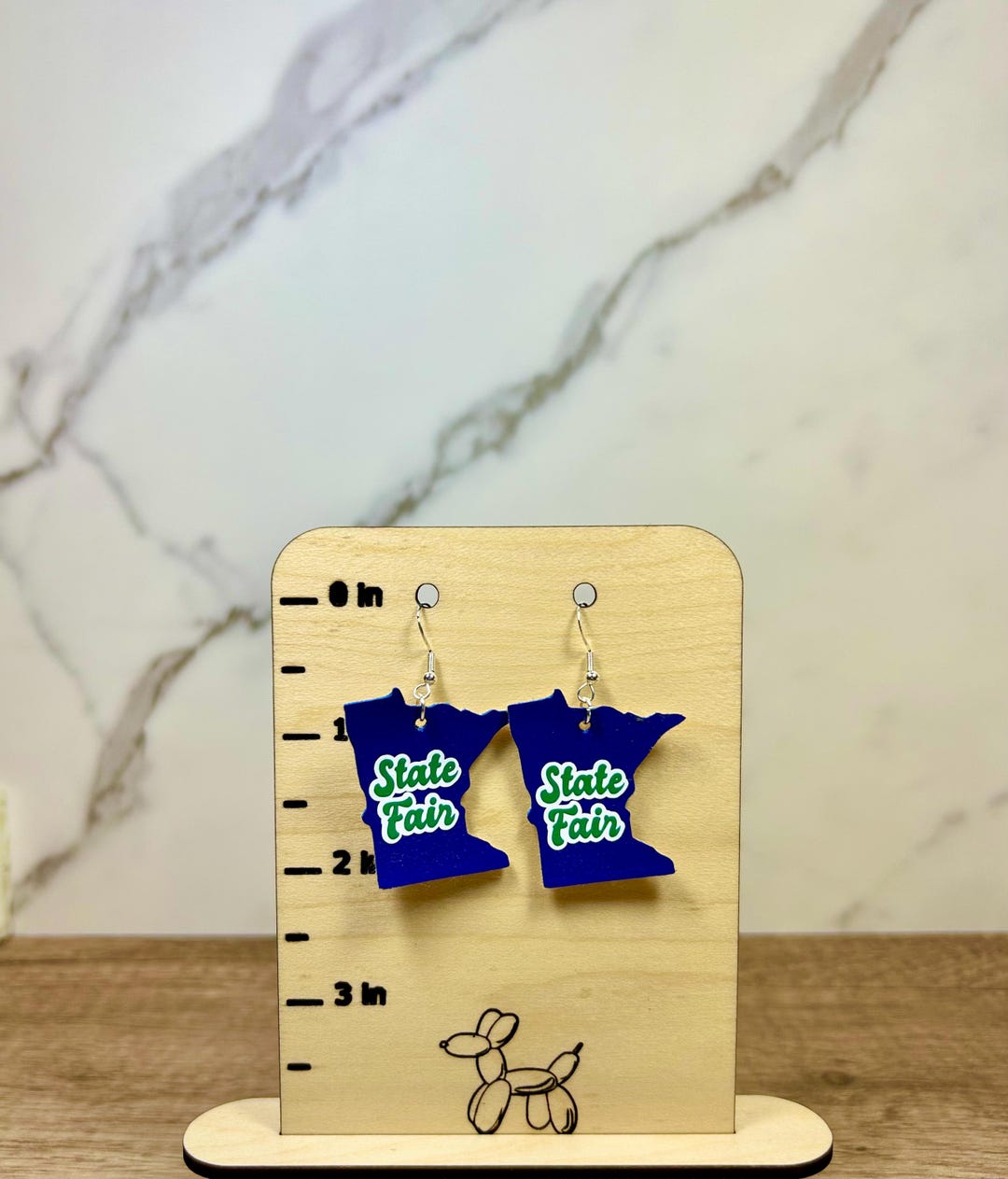 Blue Minnesota State Shape With State Fair Text Faux Leather Dangle ...
