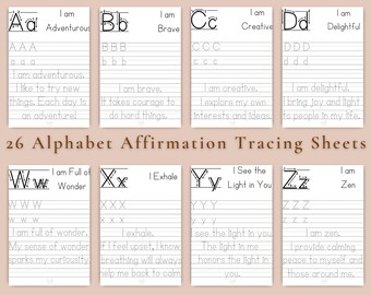 Toys Toys & Games 26 Printable Affirmation Tracing Worksheets Learning ...