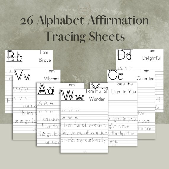 Toys Toys & Games 26 Printable Affirmation Tracing Worksheets Learning ...