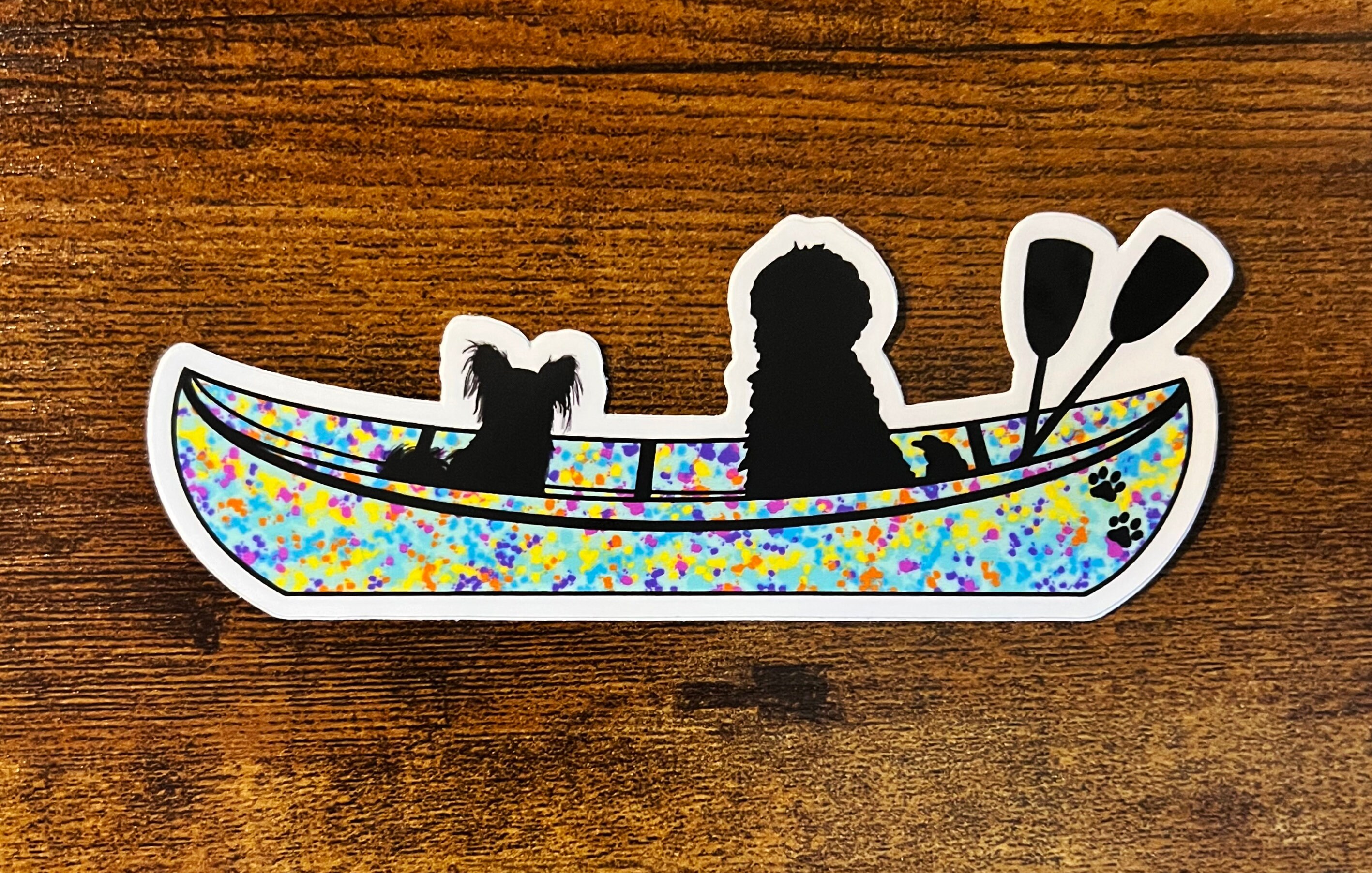 Dogs in a Canoe Die Cut Vinyl Sticker, Dog Vinyl Sticker, Canoe Dogs ...
