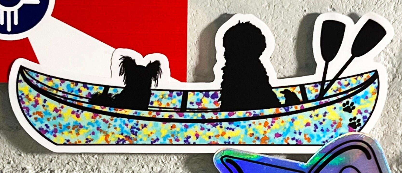 Dogs in a Canoe Die Cut Vinyl Sticker, Dog Vinyl Sticker, Canoe Dogs ...