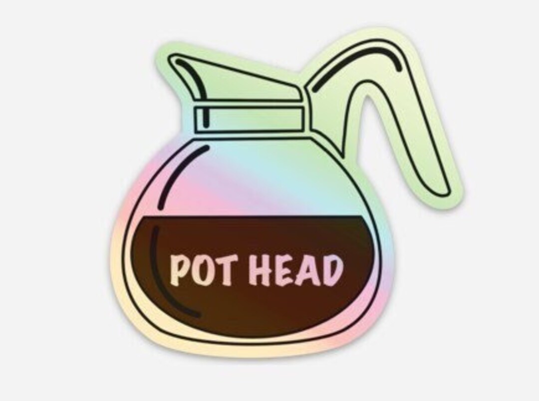 Holographic Pot Head Vinyl Sticker Coffee Sticker Coffee Pot - Etsy
