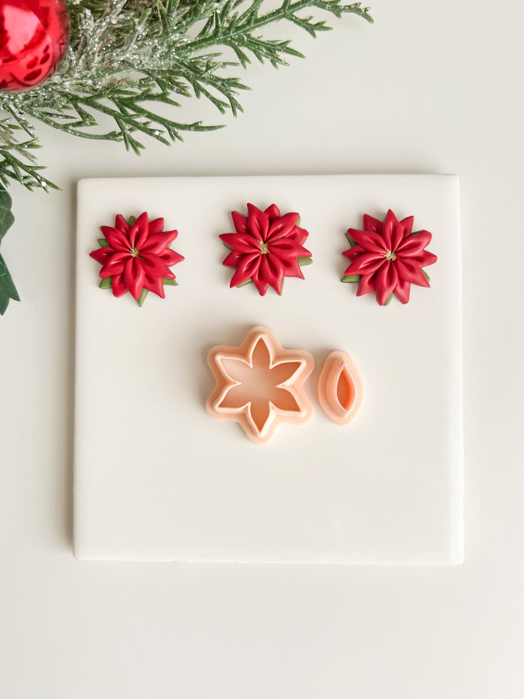 Poinsettia No. 3 Two-part Poinsettia Polymer Clay Cutter Christmas ...