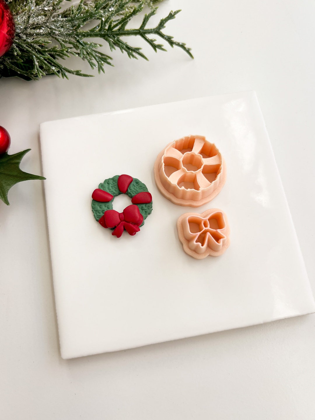 Christmas Banded Wreath Christmas Holiday Festive Wreath Polymer Clay ...