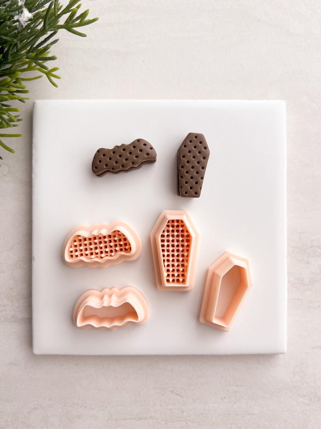 Spooky Bat and Coffin Ice Cream Sandwich Duo Embossed Fall Dessert Food ...