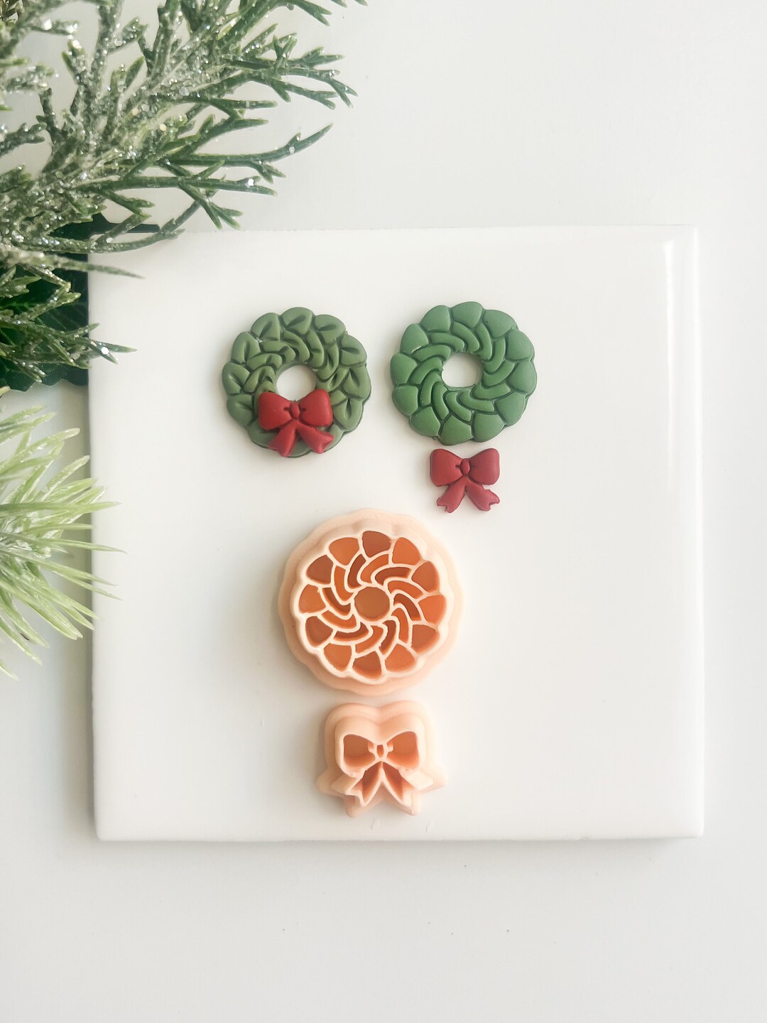 Christmas Wreath Set Winter Polymer Clay Cutter Christmas Polymer Clay ...