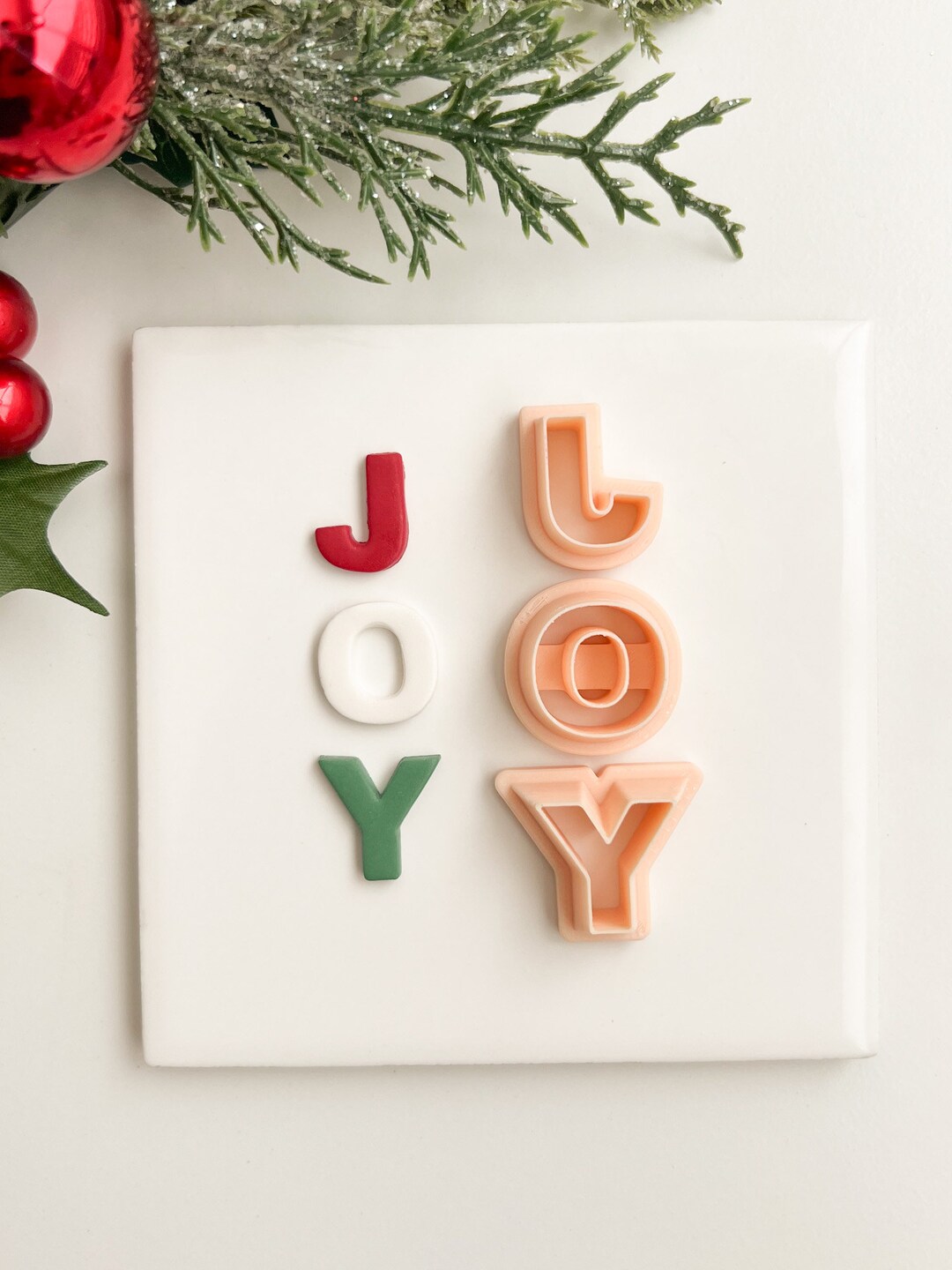 Joy Letters set of 3 Christmas Polymer Clay Cutter Holiday Clay Cutter ...