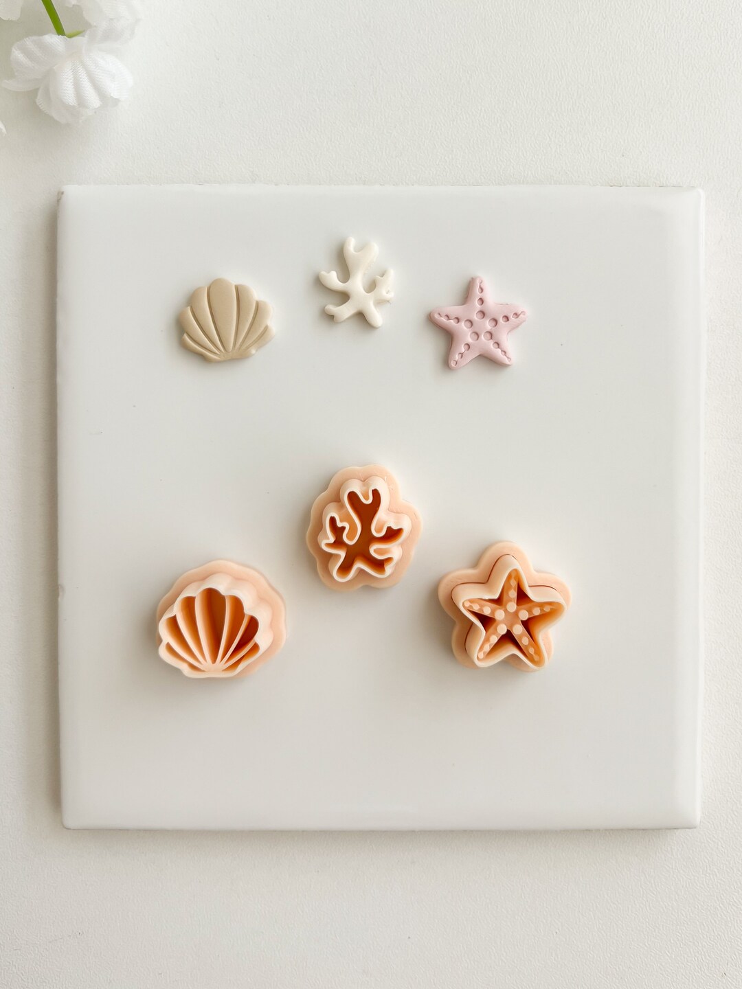 Ocean Trio Sea Shell Ocean Life Clay Cutter Fish Aquatic Coral Starfish ...