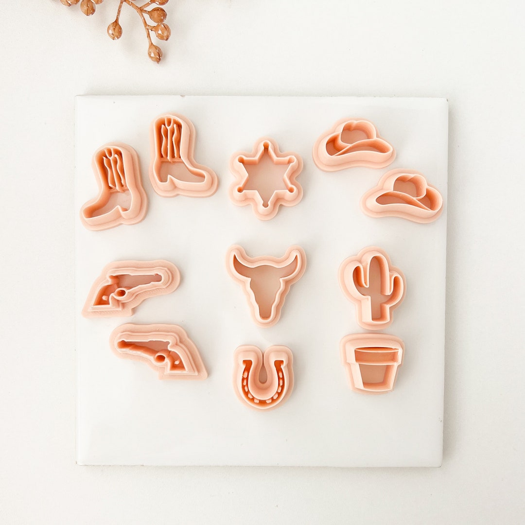 Western Theme Clay Cutter Bundle set of 7 Cowboy Old West Embossed ...
