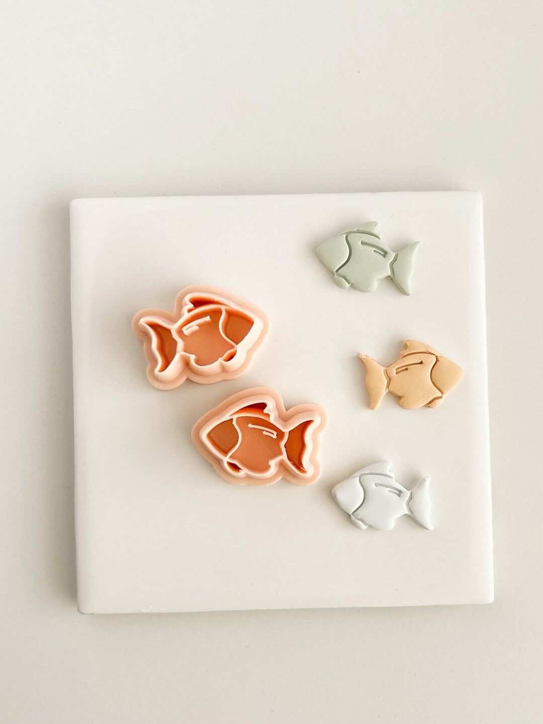 Fish No. 1 Clay Cutter mirrored Pair Embossed Tapered Summer Polymer ...