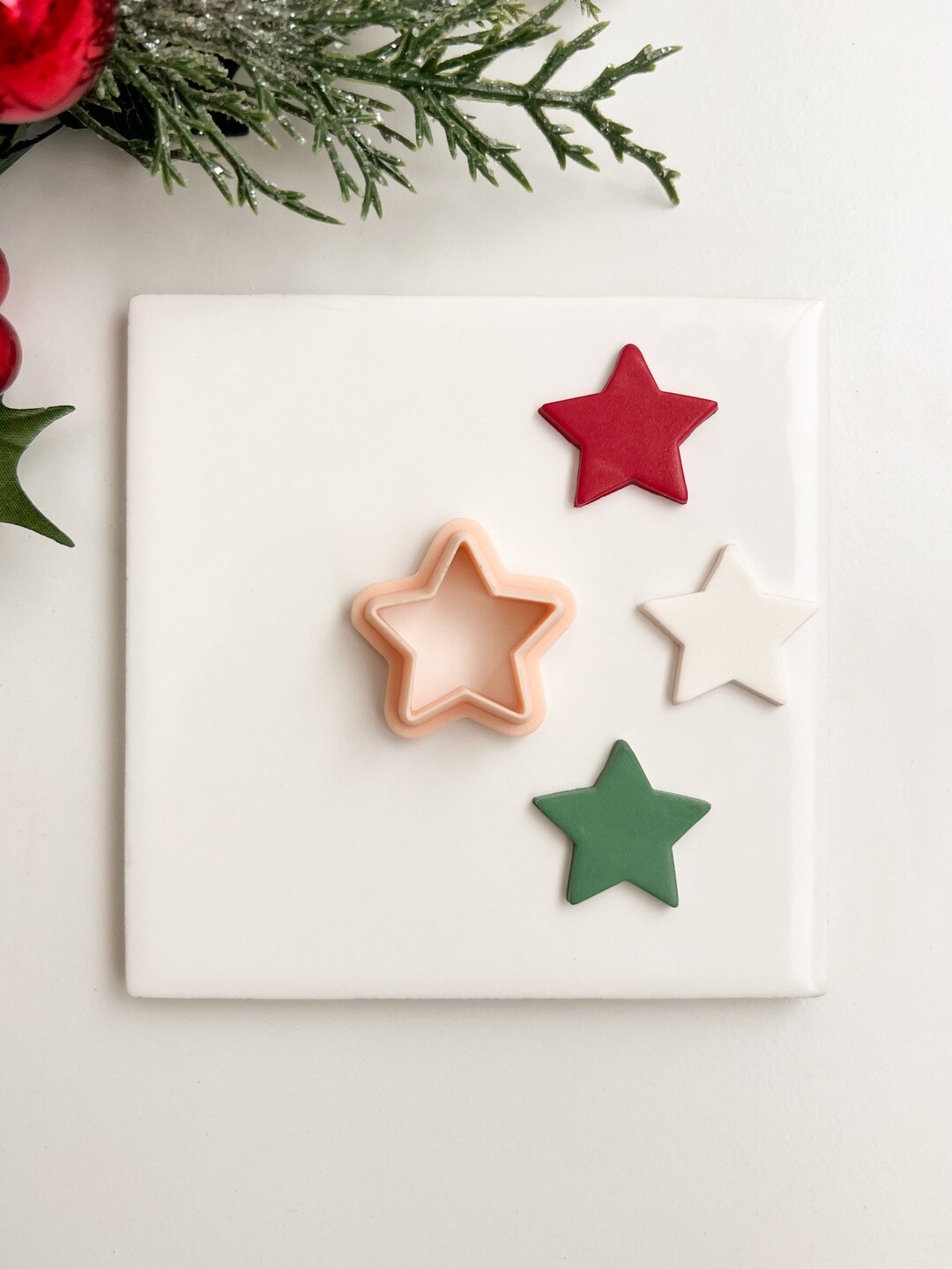 Christmas Tree Star Christmas Holiday Tree Polymer Clay Cutter Star ...
