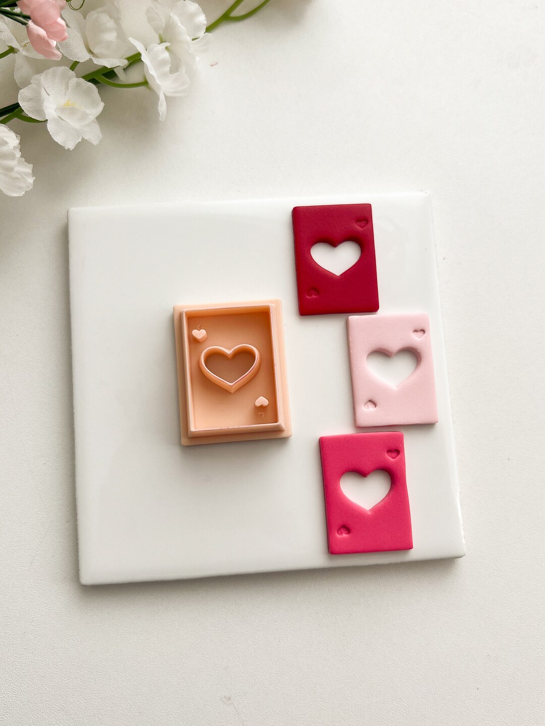 Heart Playing Card Embossed Valentines Day Polymer Clay Cutter Framed ...