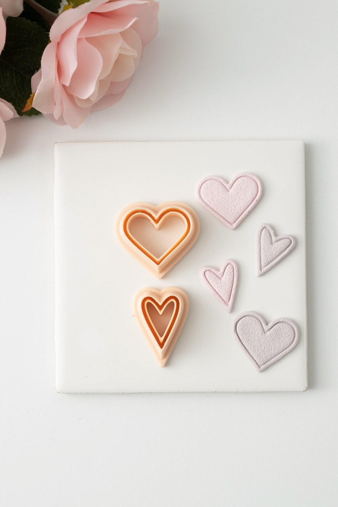 Valentines Day Framed Pair of Hearts Valentines Day Polymer Clay Cutter ...