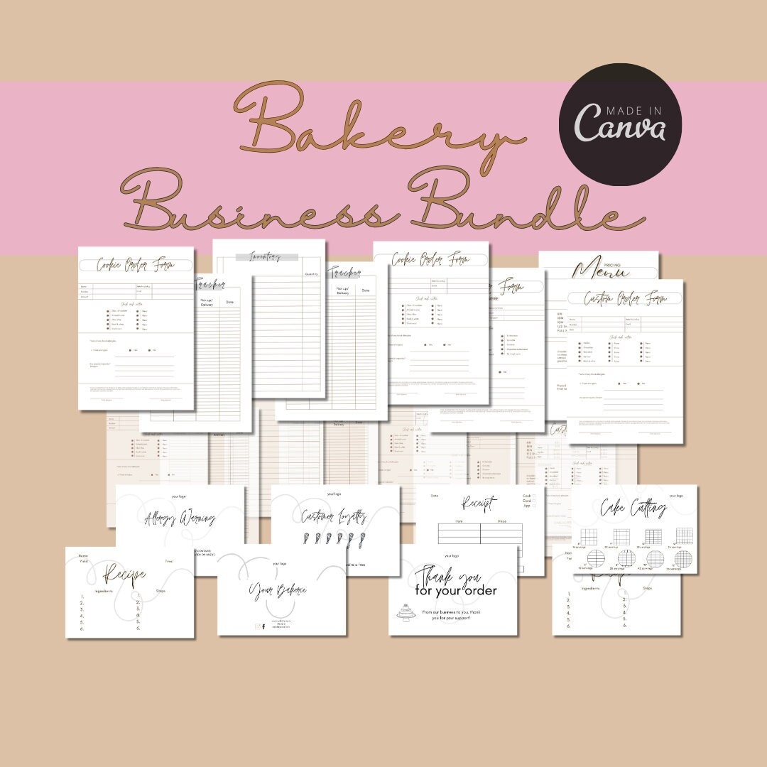 Bakery Business Bundle Bakery Order Forms Bakery Business Forms Cake ...