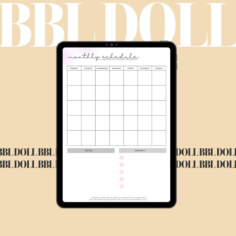 Digital Bbl Planner Bbl Supply List Planner for Bbl Surgery Organizer ...