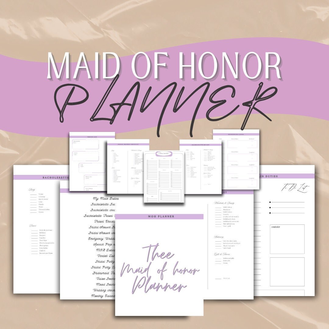 MOH Printable Planner to Do List MOH Digital Matron of Honor Planner ...
