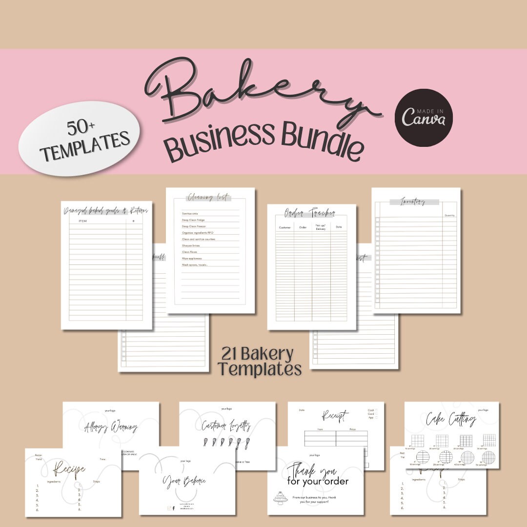 Bakery Business Bundle Bakery Order Forms Bakery Business Forms Cake ...