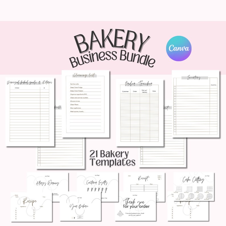 Bakery Business Bundle Bakery Order Forms Bakery Business Forms Cake ...