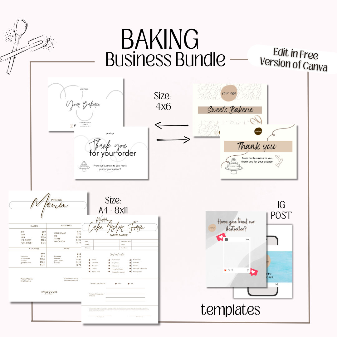 Bakery Business Bundle Bakery Order Forms Bakery Business Forms Cake ...